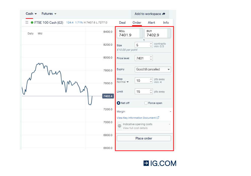 How do I place an order on the IG Trading platform? - IG UK