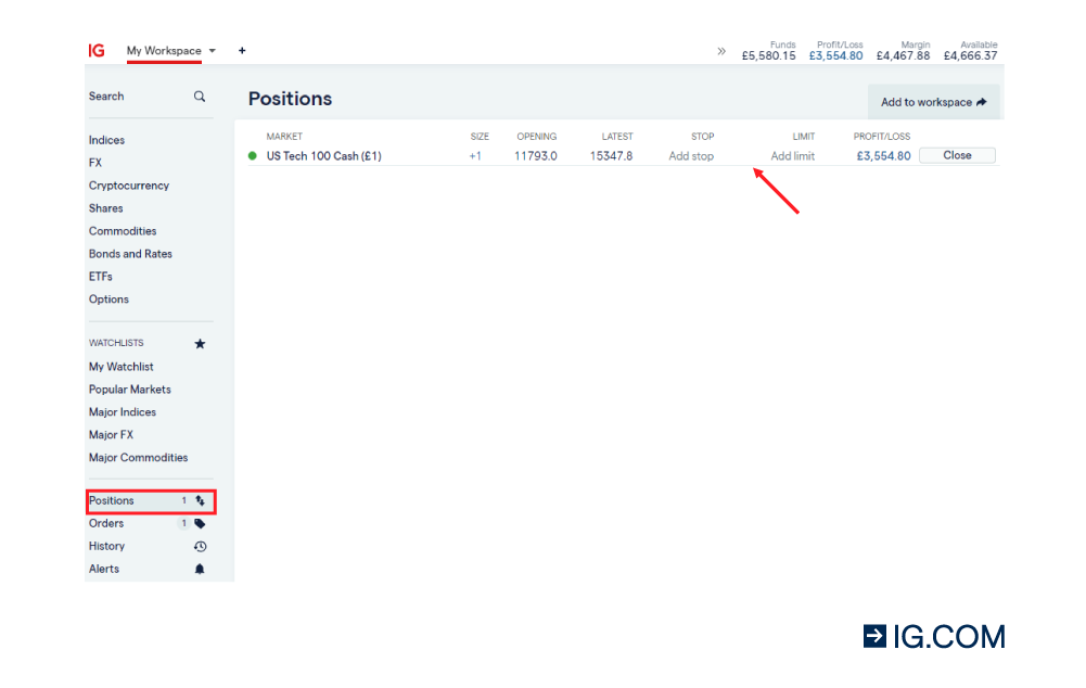 How do I edit my positions on the IG Trading platform? - IG UK