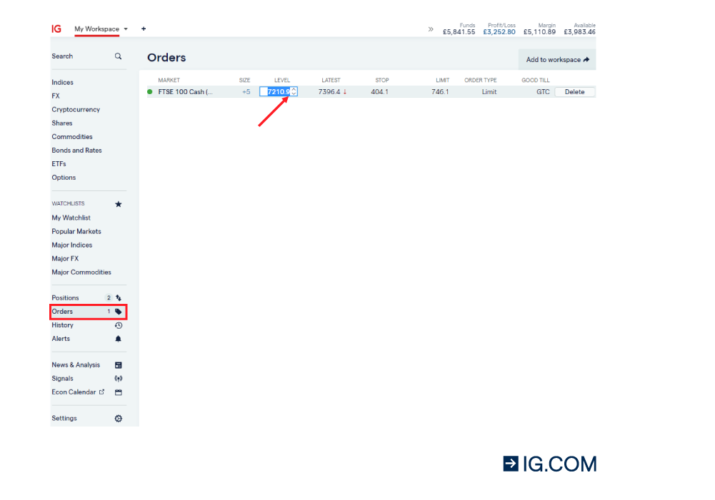 How do I edit an order on the IG Trading platform? - IG UK
