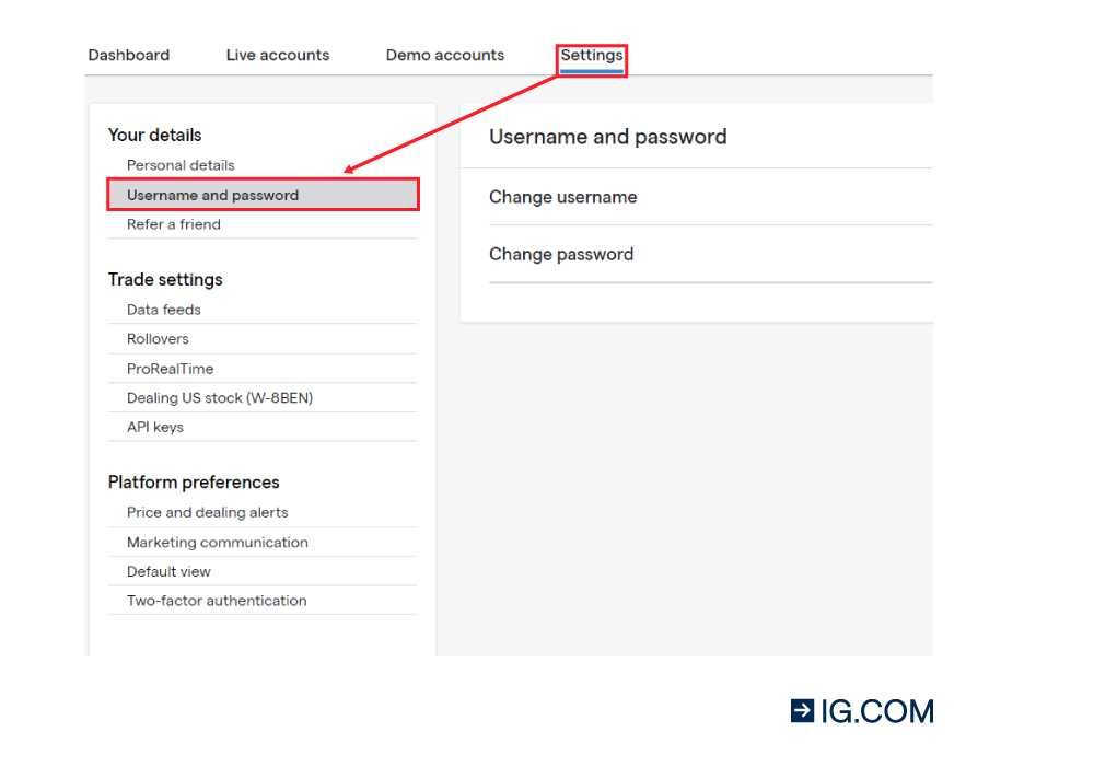 How do I reset or change my password? - IG UK